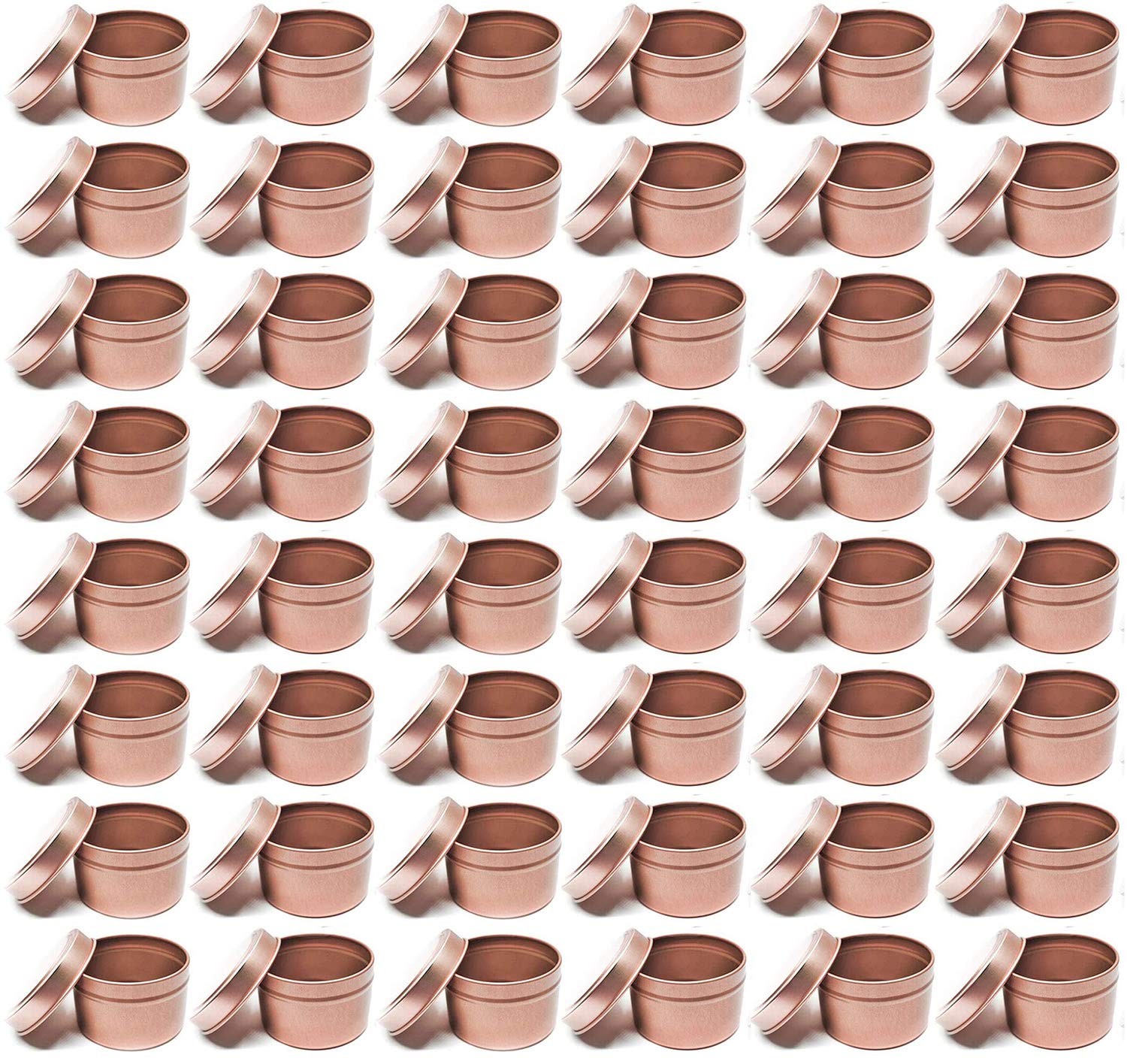NRANSON Candle Jars with Lids for Candles Making, 48 Pack Empty Metal Candle Tins, DIY Candle Containers for Candle Making, Arts & Crafts, Storage & More (8OZ, Rose Gold)