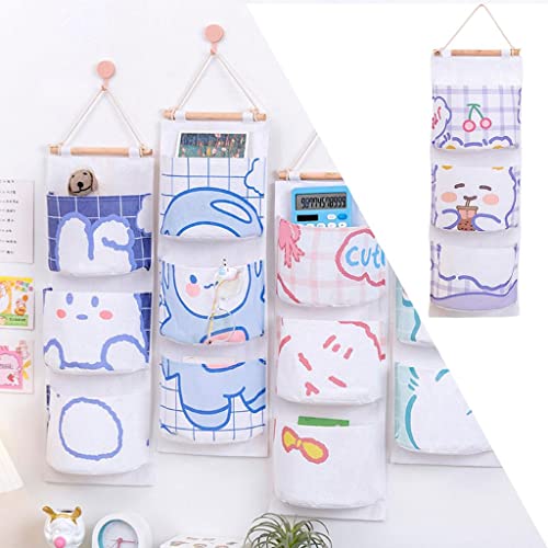 Leefasy Stylish 3 Wall Door Hanging Storage Bag Organizer Waterproof Closet Pouch for Small Accessory Toys Decor,