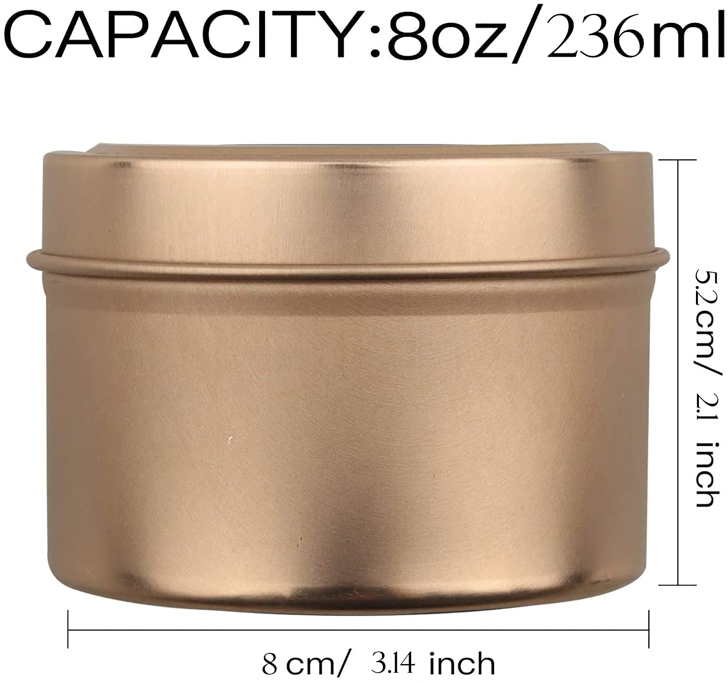 NRANSON Candle Jars for Making Candles, 24 Pack Metal Candle Tins with Lids, DIY Candle Containers for Candle Making, Arts & Crafts, Storage & More (Rose Gold, 8OZ)
