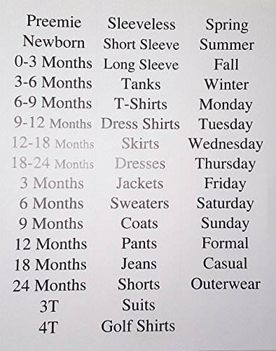 14 Large Blank Adult Closet Clothing Size Dividers Rectangular 5.25x3.5 Inches Plus Labels (Yellow)