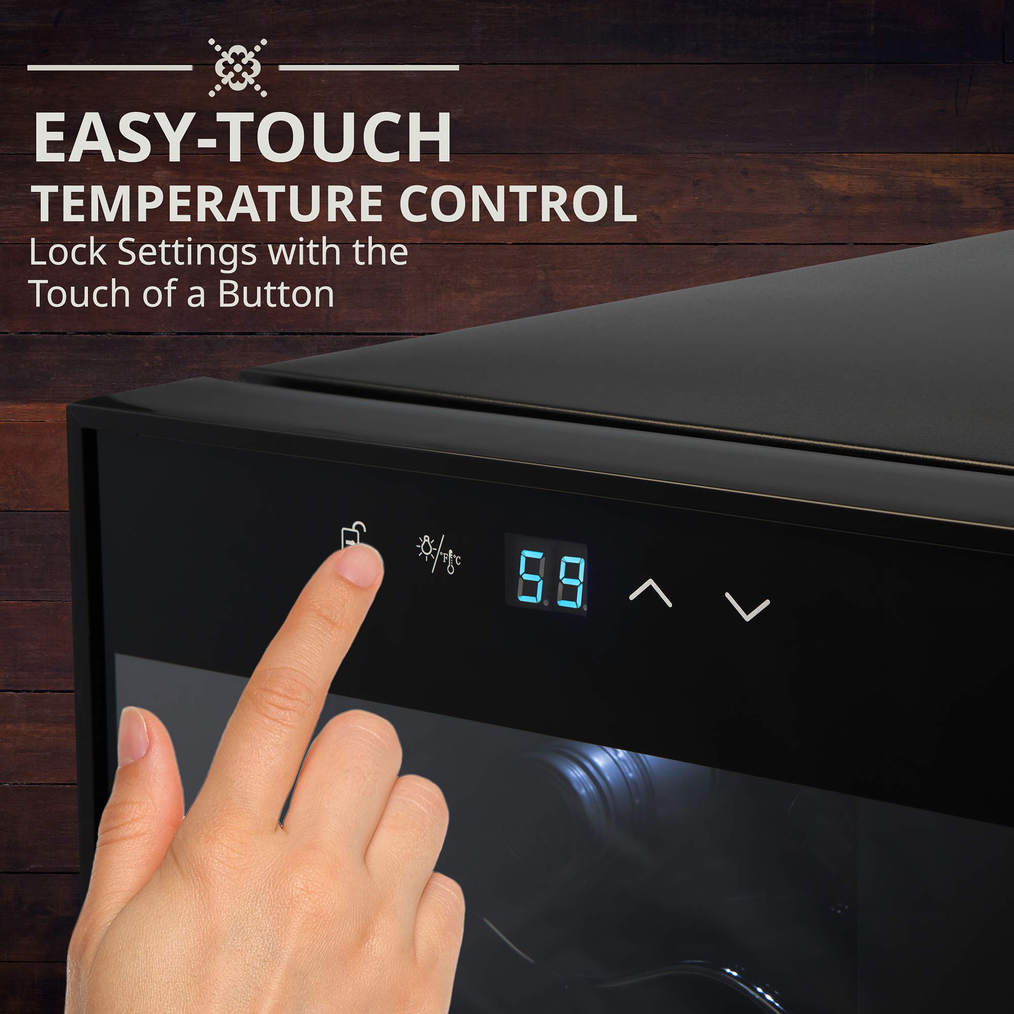 Ivation 12 Bottle Compressor Wine Cooler Refrigerator | Large Freestanding Wine Cellar For Red, White, Champagne or Sparkling Wine | 41f-64f Digital Temperature Control Fridge Glass Door Black