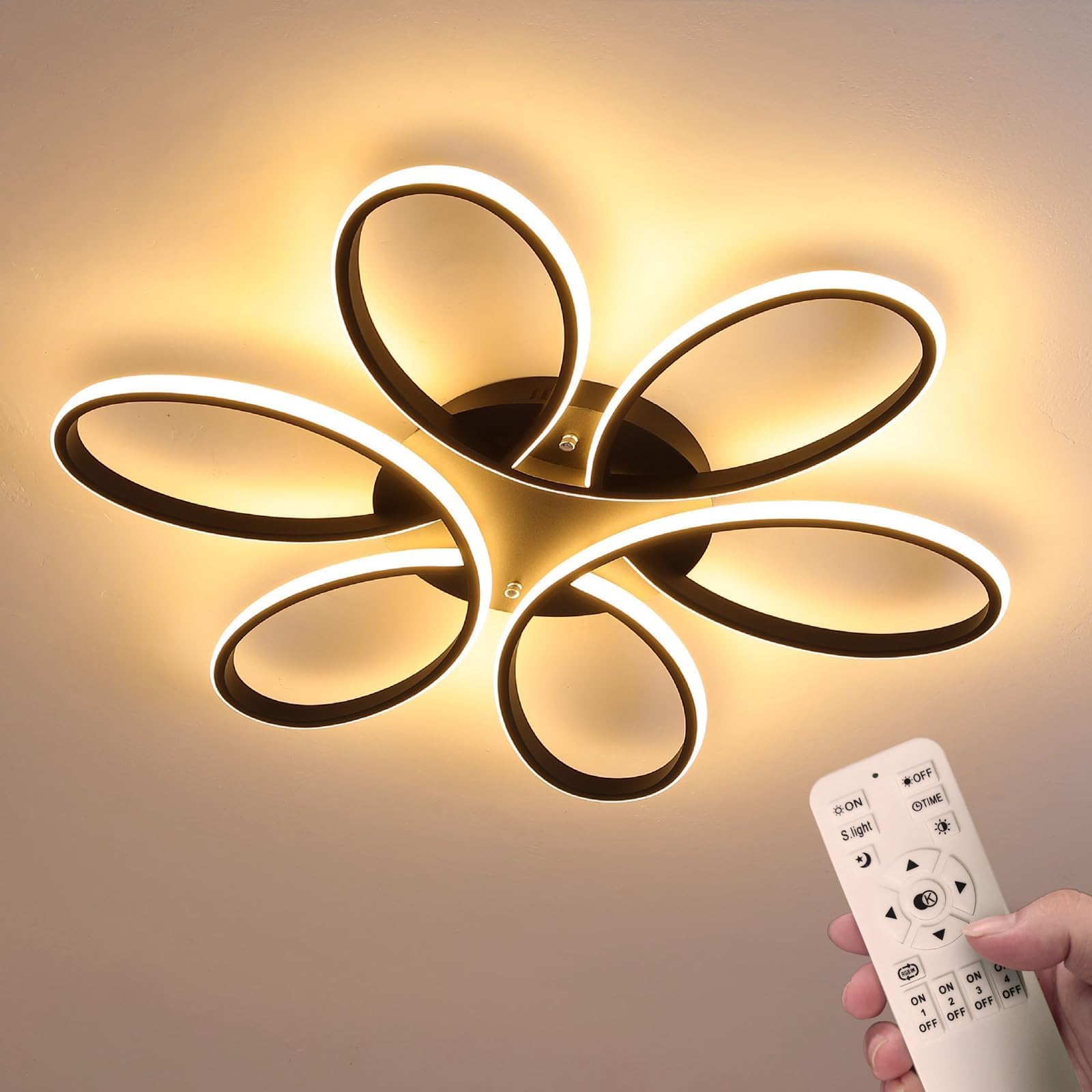 LOFAHS Modern LED Ceiling Light Fixture with Remote Control Lamp Dimmable Ceiling Chandelier for Living Room Dinning Room Bedroom Kitchen Home Lighting (23 inch/60CM 70W)
