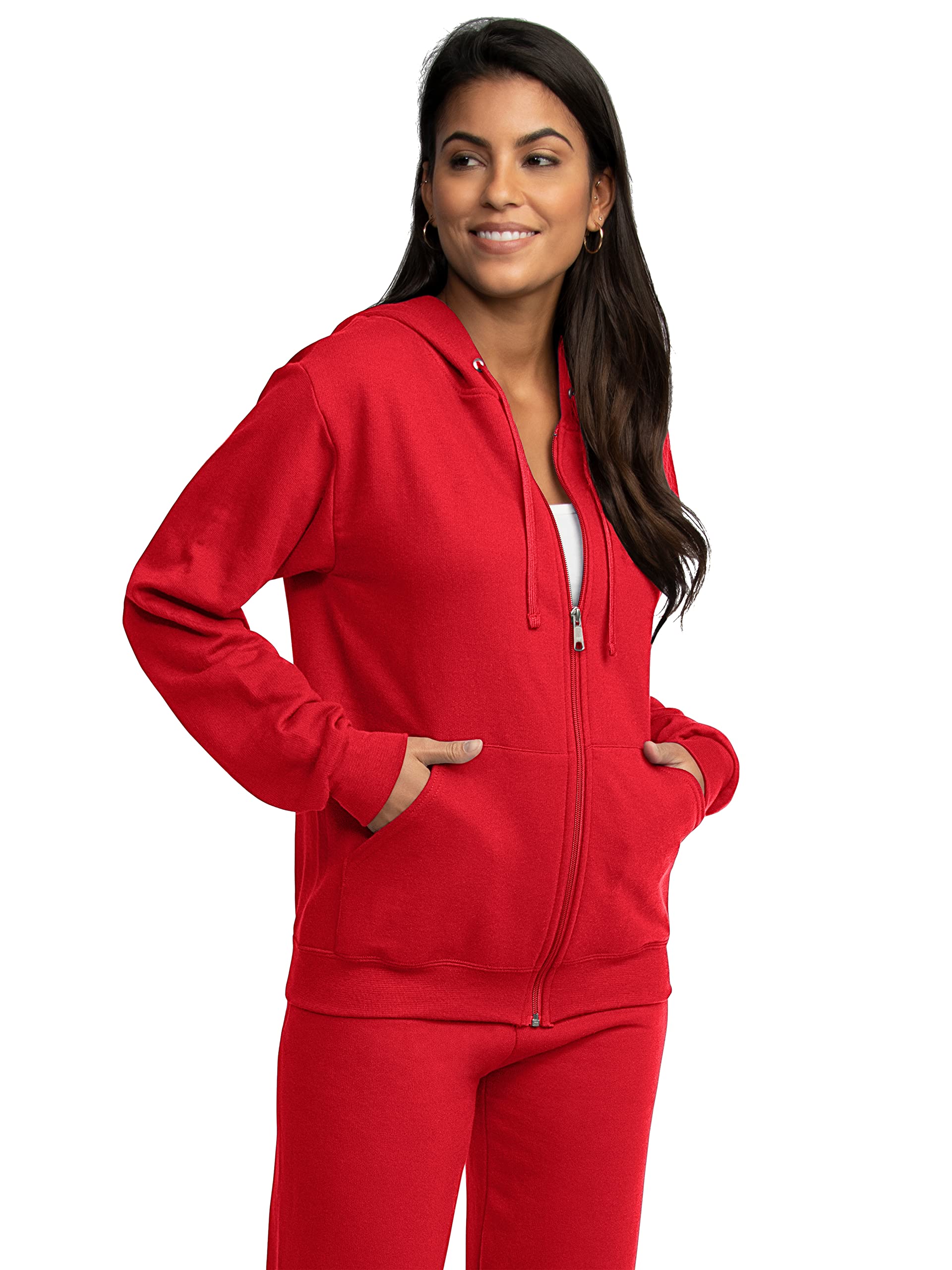 Fruit of the Loom Eversoft Fleece Hoodies, Pullover, Moisture Wicking & Breathable, Sizes S-4x, Red Full Zip, Medium