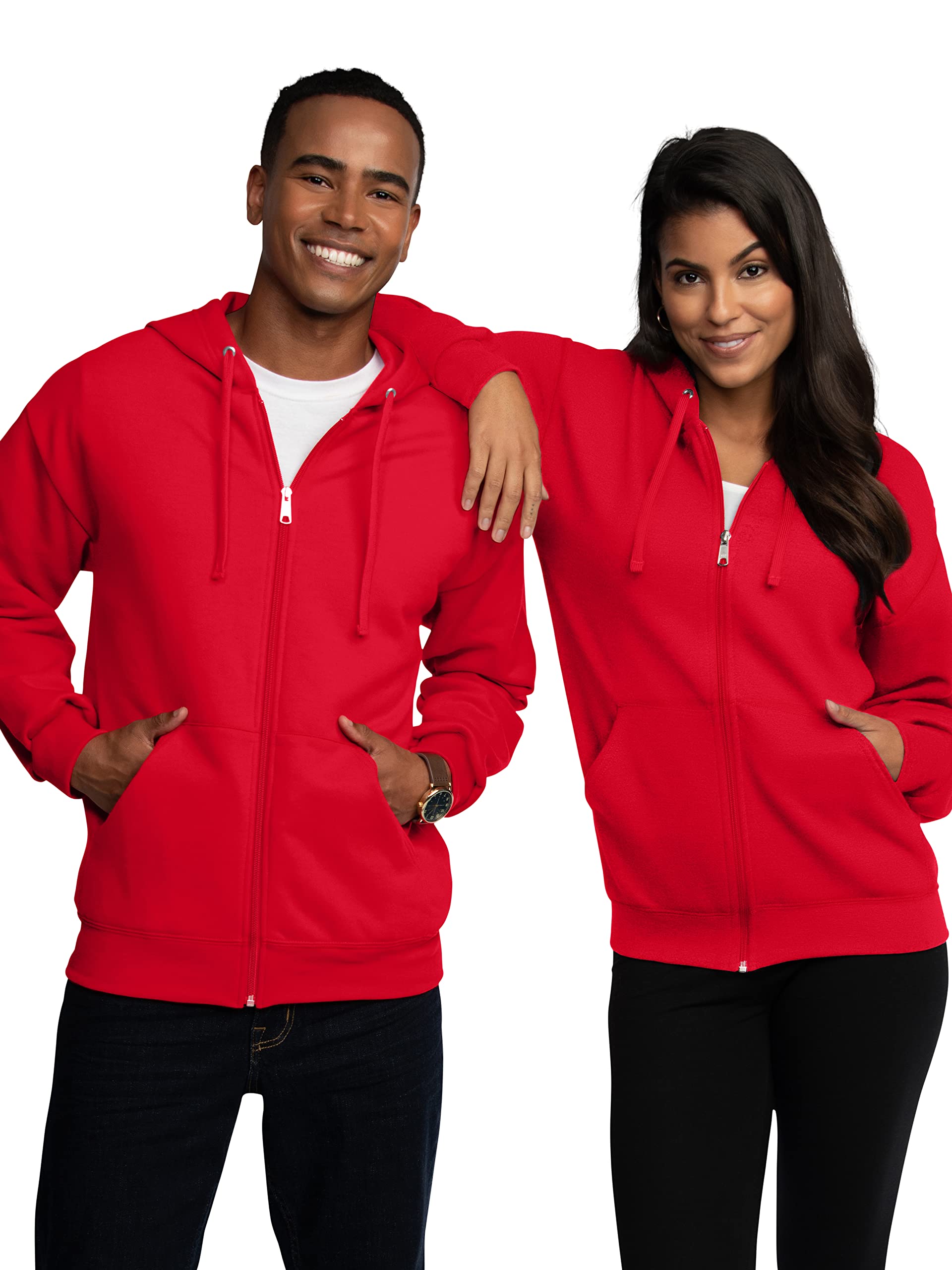 Fruit of the Loom Eversoft Fleece Hoodies, Pullover, Moisture Wicking & Breathable, Sizes S-4x, Red Full Zip, Medium
