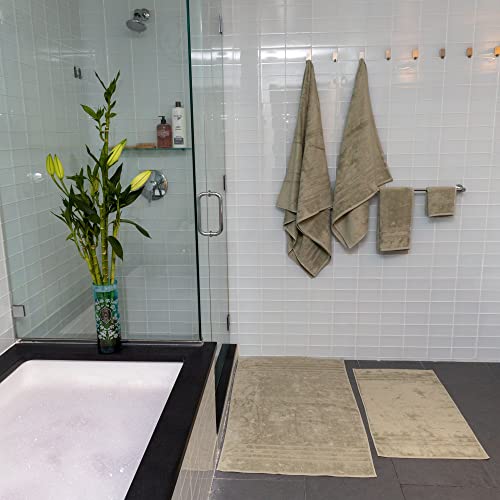 Mosobam 700 GSM Luxury Bamboo Viscose 12pc Extra Large Bathroom Set, Seagrass Green, 4 Bath Towels Sheets 35X70 4 Hand Towels 16X30 4 Face Washcloths 13X13, Turkish Towel Sets, Quick Dry