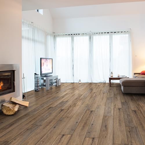 MSI Rutledge 7 in. x 48 in. x 20 MIL Luxury Vinyl Flooring, Rigid Core Planks, LVT Tile, Click Lock Floating Floor, Waterproof LVT, Wood Grain Finish, CASE, Autumn Woods Brown, 23 Square Feet