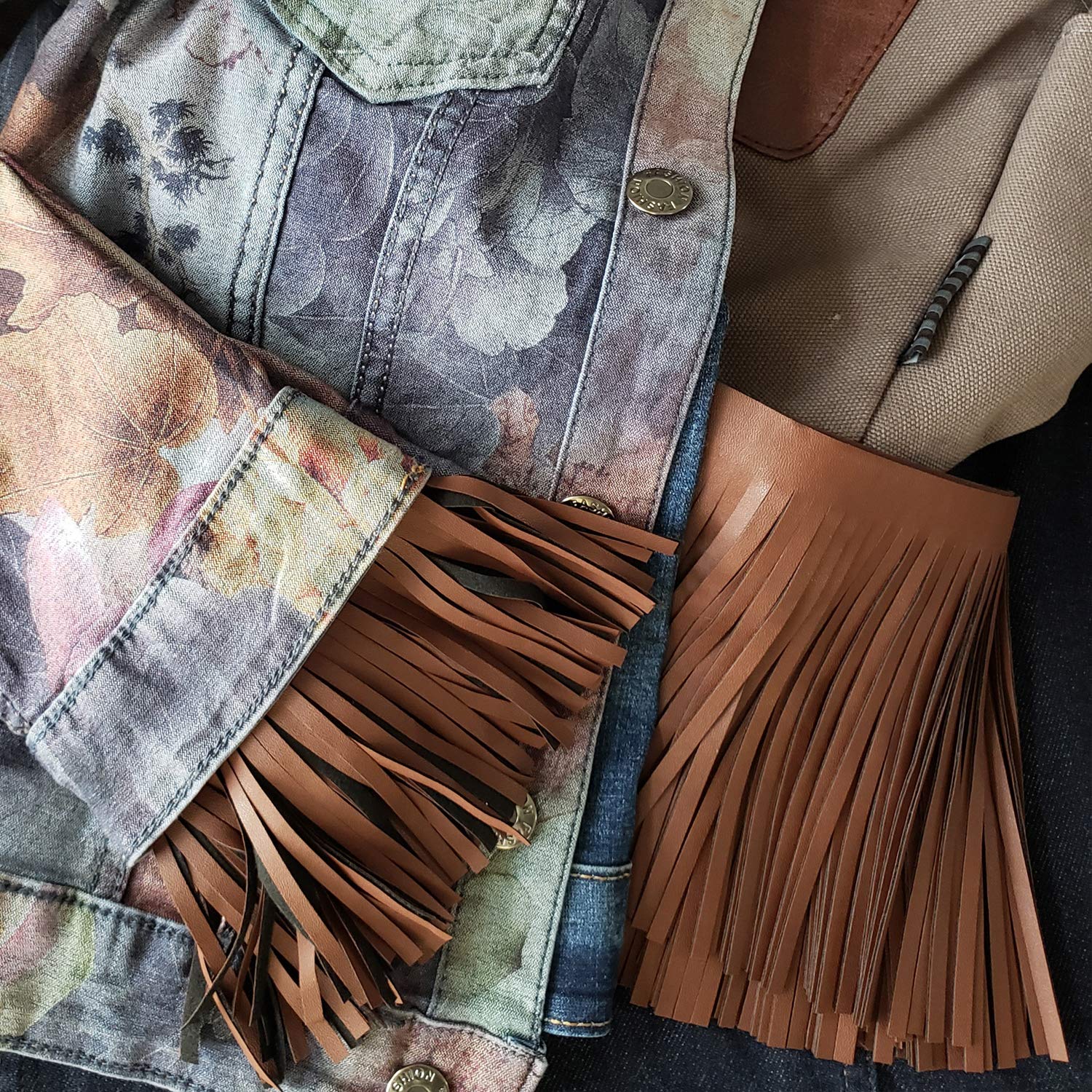 Trims by the Yard 6" Matte Finish Vegan Leather Fringe Trim, Dark Brown (5 Yard Cut)