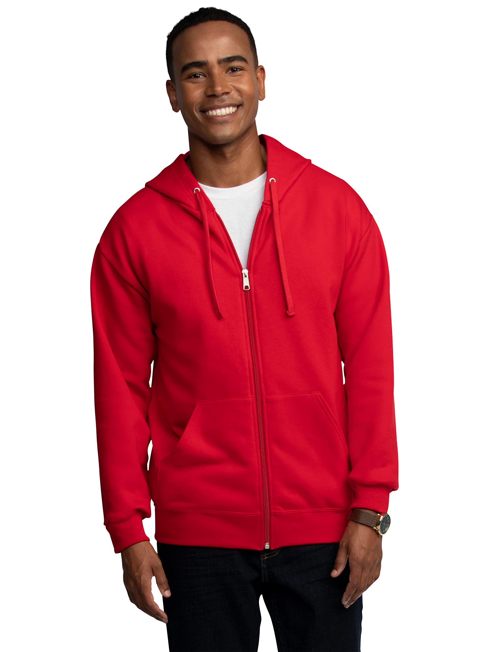 Fruit of the Loom Eversoft Fleece Hoodies, Pullover, Moisture Wicking & Breathable, Sizes S-4x, Red Full Zip, Medium