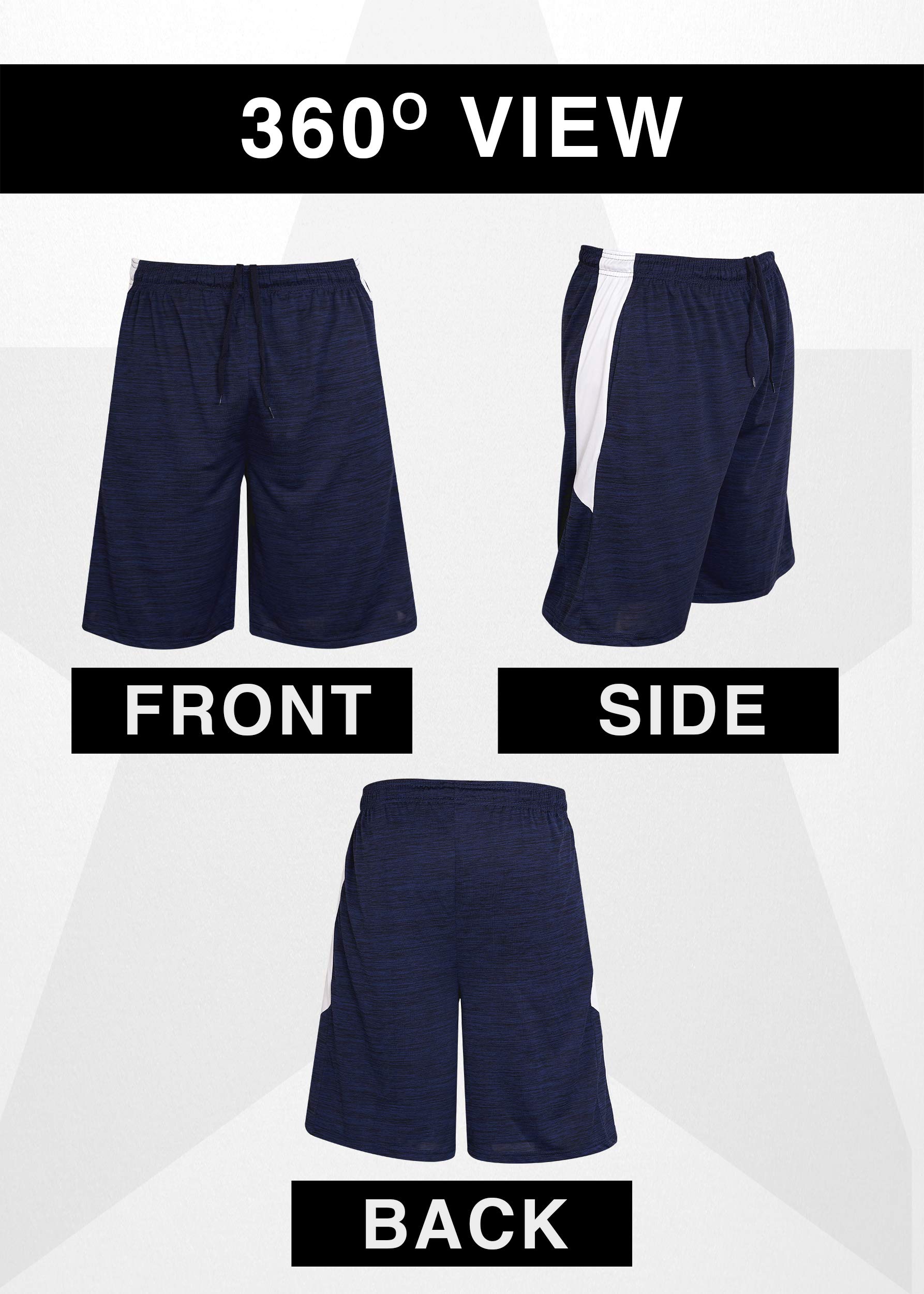 Reset Men's Athletic Workout Shorts with Pockets Dri-Fit Color Block Mesh Gym Shorts - 4 Pack (Navy/Gray/Black/Burgundy, XX-Large)