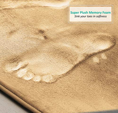 Clara Clark Bathroom Rugs, Ultra Soft Plush Bath Mat for Bathroom, Non-Slip, Velvet Memory Foam Bath Rugs, 17 x 24, Solid Camel Gold