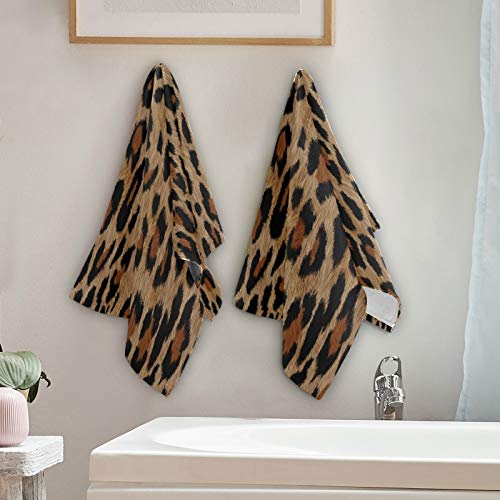 Hand Towels,2 Pack Cheetah Leopard Print Animal Soft Luxury Towel for Bathroom Kitchen, Beach
