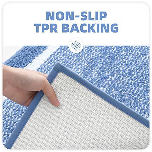 Color G Bathroom Rug Mat, Ultra Soft and Water Absorbent Bath Rug, Bath Carpet, Machine Wash/Dry, for Tub, Shower, and Bath Room (24"x35", Blue and White)