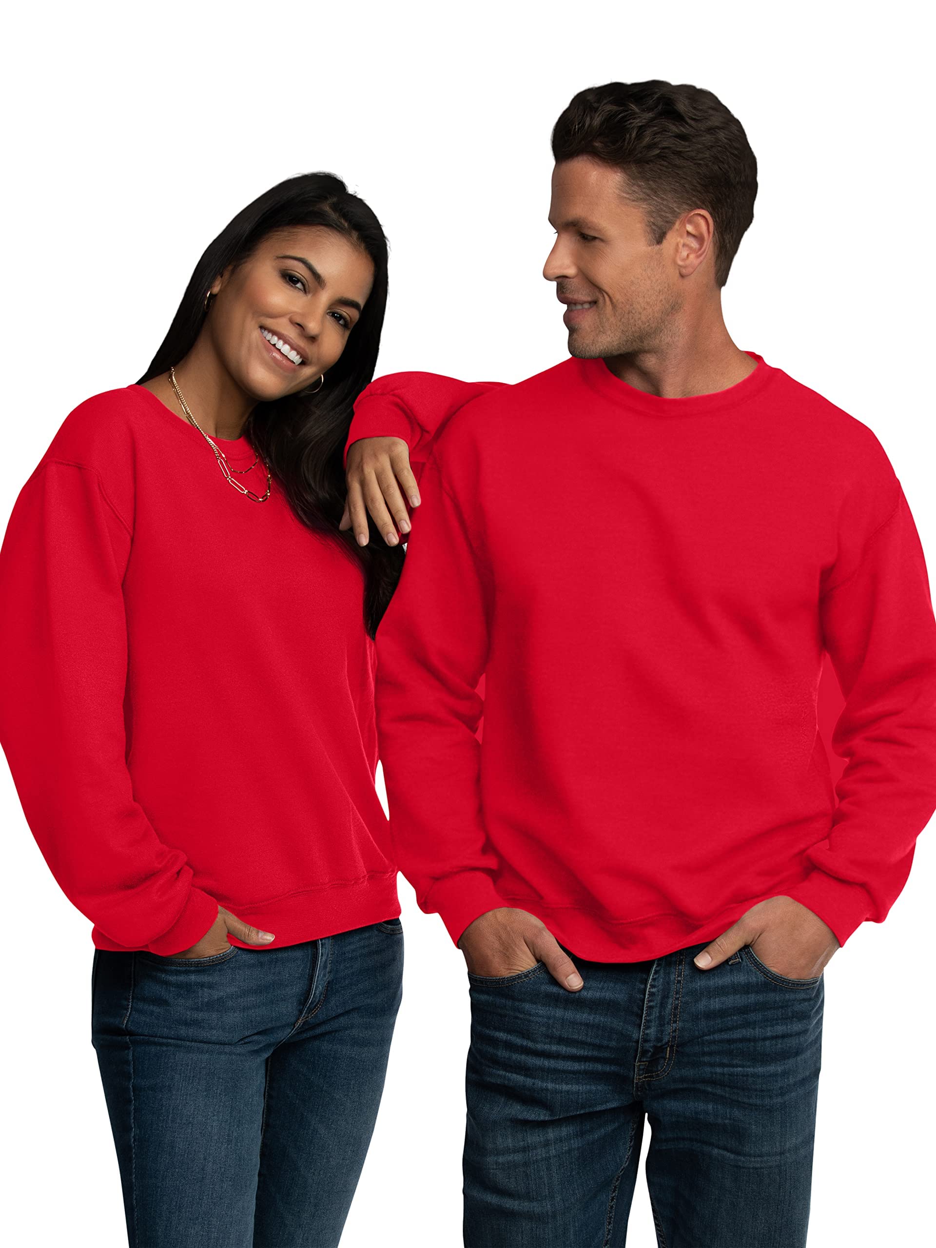 Fruit of the Loom Men's Moisture Wicking Eversoft Fleece Sweatshirt, Red, Medium