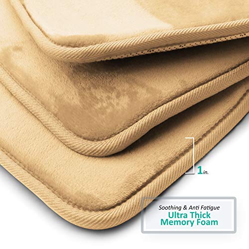 Clara Clark Bathroom Rugs, Ultra Soft Plush Bath Mat for Bathroom, Non-Slip, Velvet Memory Foam Bath Rugs, 17 x 24, Solid Camel Gold
