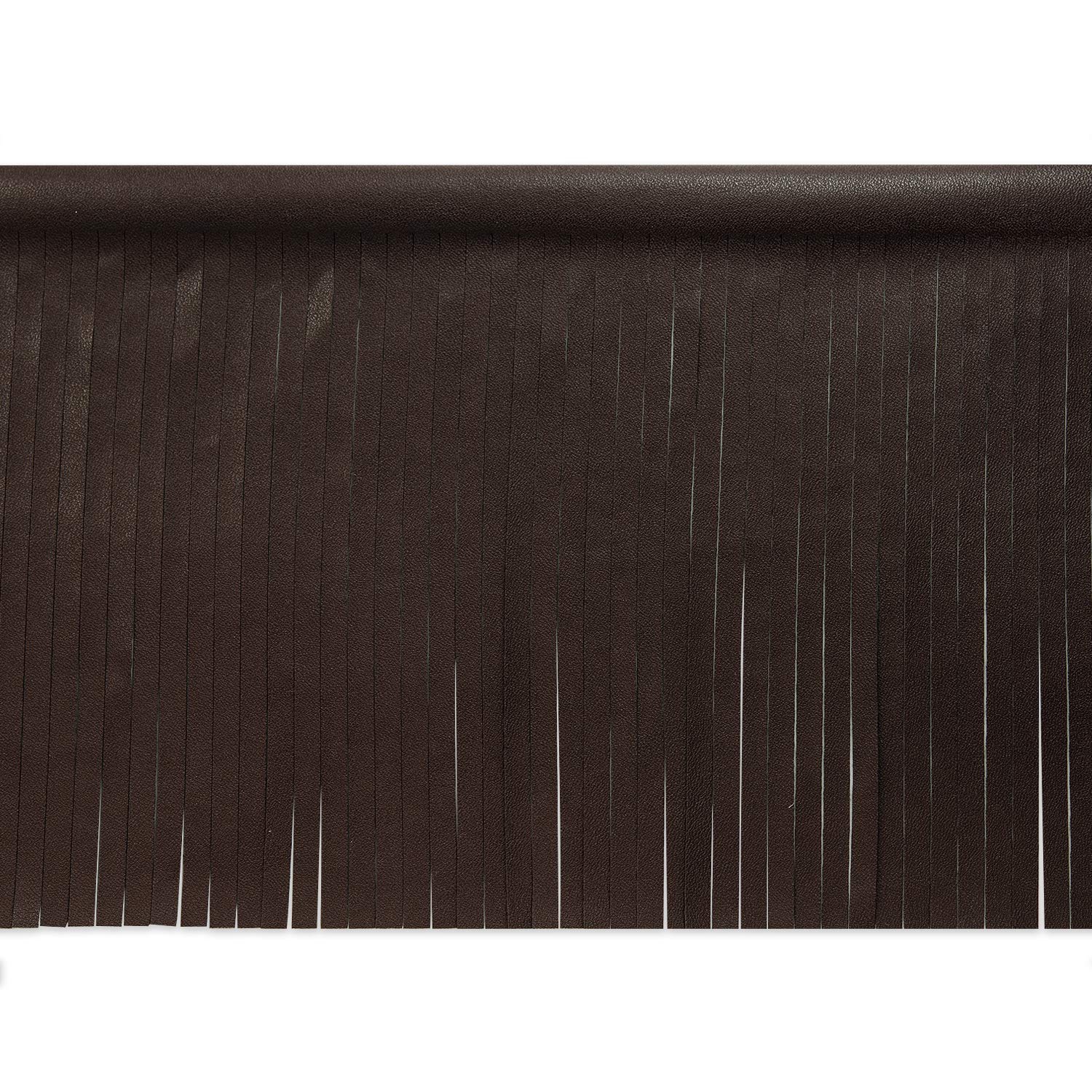 Trims by the Yard 6" Matte Finish Vegan Leather Fringe Trim, Dark Brown (5 Yard Cut)