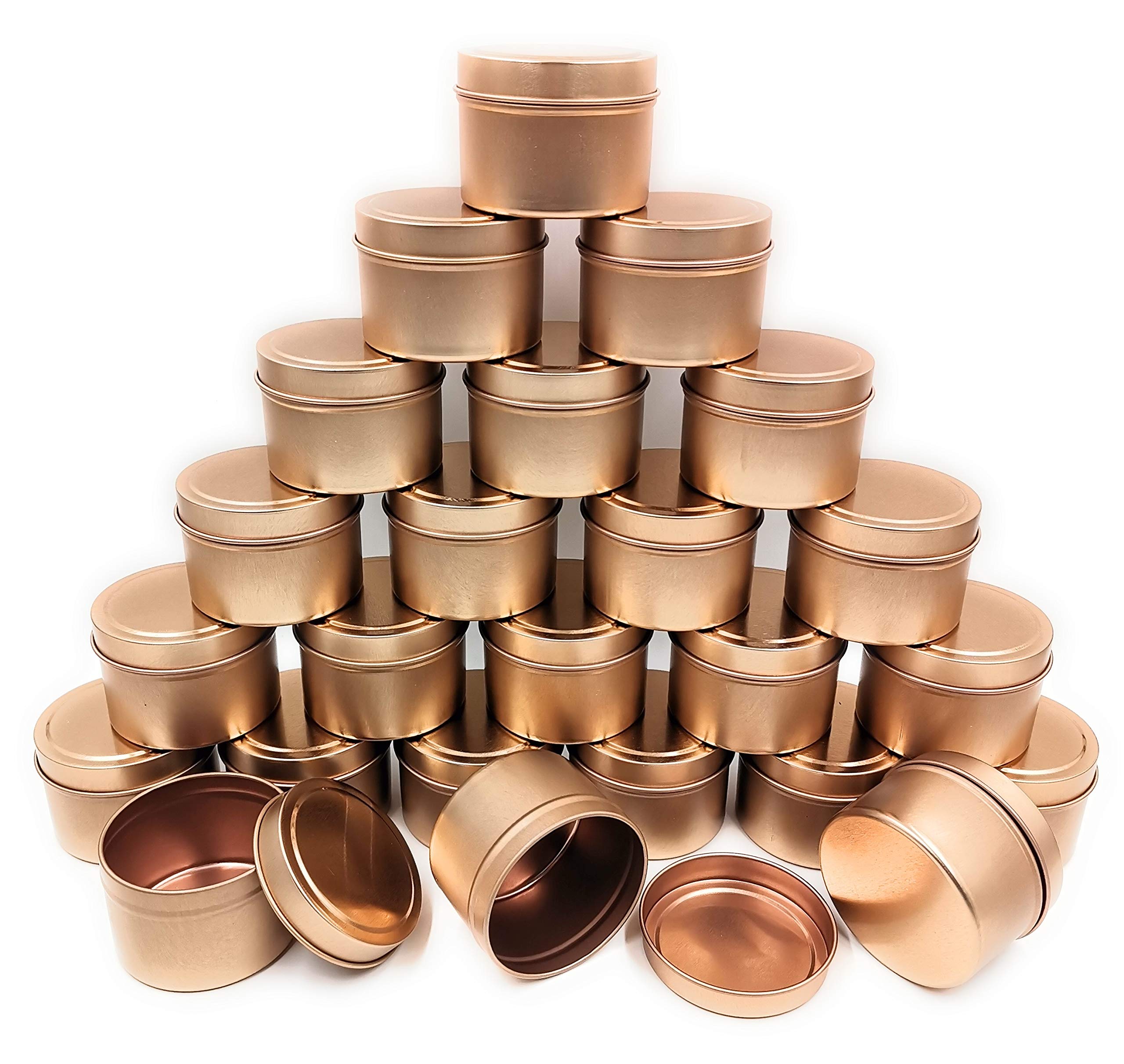 NRANSON Candle Jars for Making Candles, 24 Pack Metal Candle Tins with Lids, DIY Candle Containers for Candle Making, Arts & Crafts, Storage & More (Rose Gold, 8OZ)