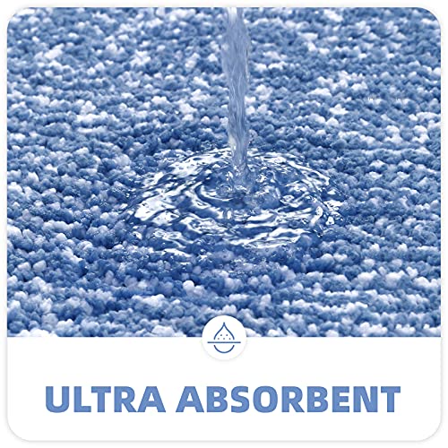 Color G Bathroom Rug Mat, Ultra Soft and Water Absorbent Bath Rug, Bath Carpet, Machine Wash/Dry, for Tub, Shower, and Bath Room (24"x35", Blue and White)