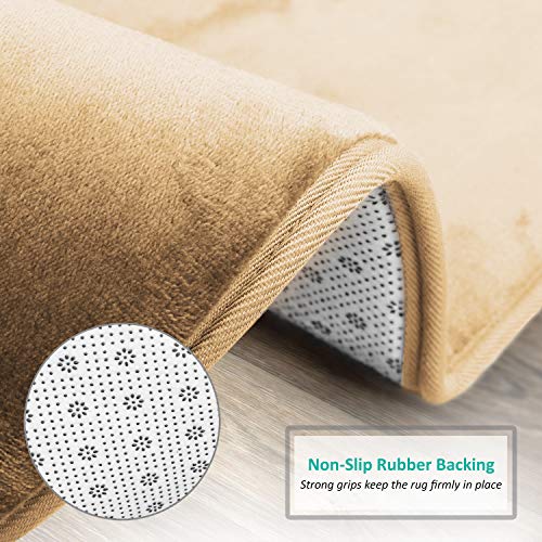 Clara Clark Bathroom Rugs, Ultra Soft Plush Bath Mat for Bathroom, Non-Slip, Velvet Memory Foam Bath Rugs, 17 x 24, Solid Camel Gold