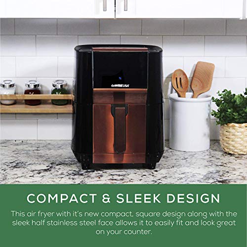 GoWISE USA 7-Quart Air Fryer & Dehydrator - with Ergonomic Touchscreen Display with Stackable Dehydrating Racks with Preheat & Broil Functions + 100 Recipes (Black/Copper))