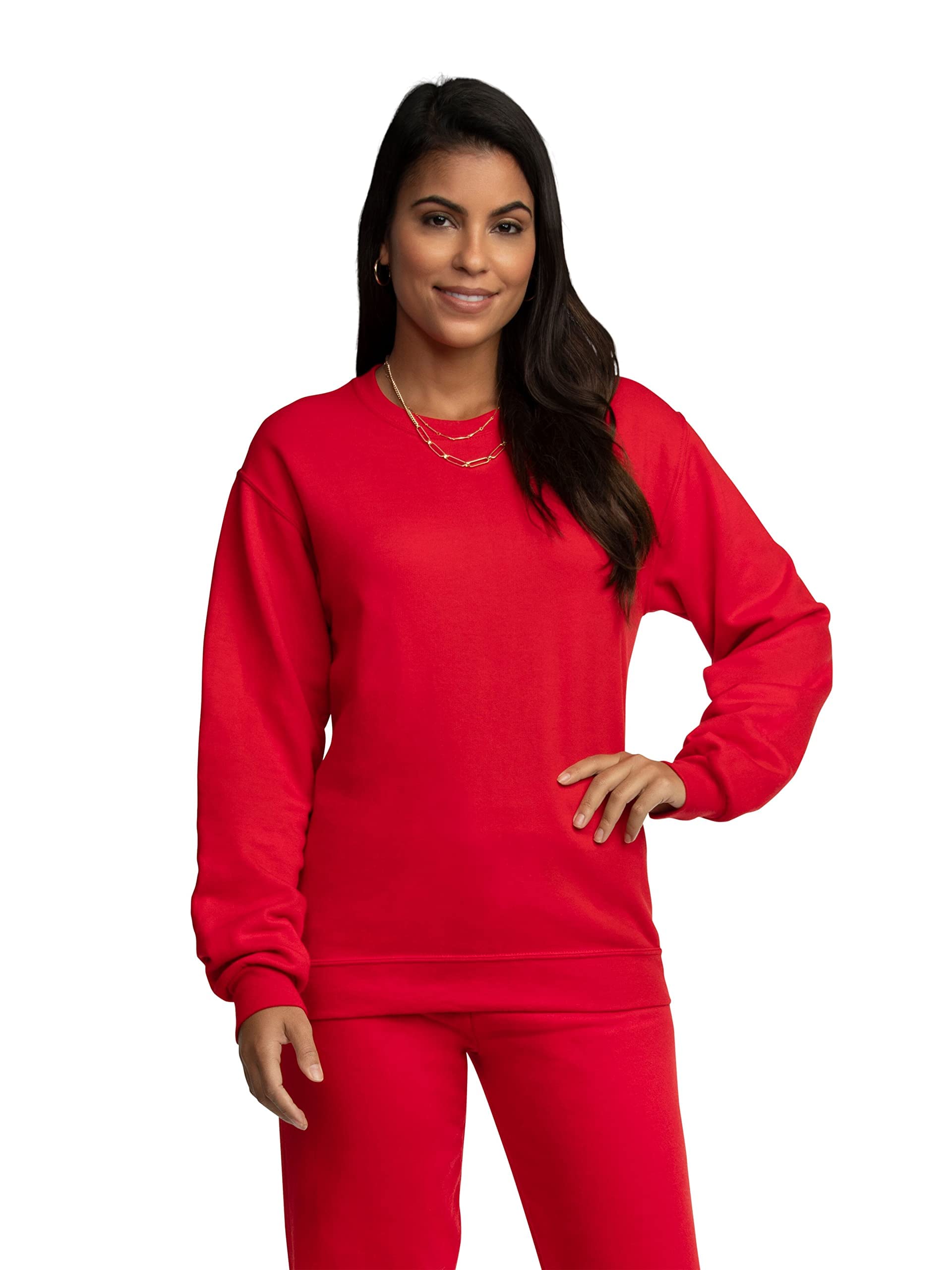 Fruit of the Loom Men's Moisture Wicking Eversoft Fleece Sweatshirt, Red, Medium