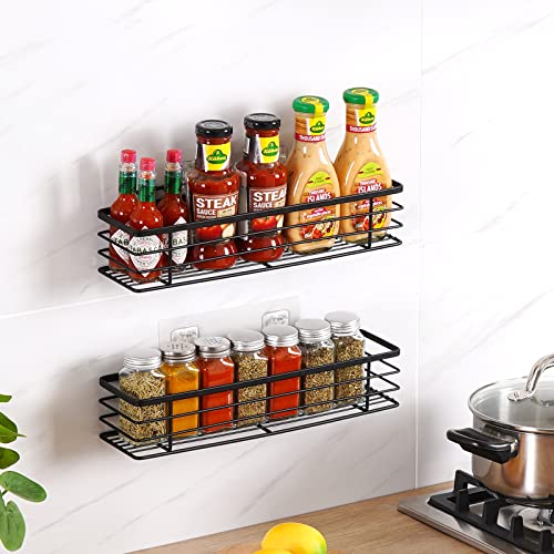 KES Adhesive Shower Caddy Rustproof Bathroom Shelf Organizer Wall Shower Basket Stainless Steel Matte Black 2 Pack, BSC204S36DF-BK-P2