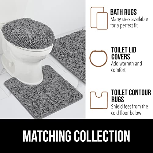 Gorilla Grip Bath Rug 36x24, Thick Soft Absorbent Chenille, Rubber Backing Quick Dry Microfiber Mats, Machine Washable Rugs for Shower Floor, Bathroom Runner Bathmat Accessories Décor, Grey