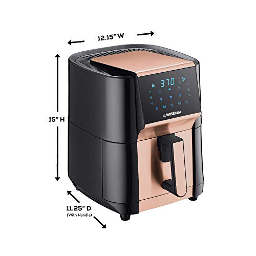 GoWISE USA 7-Quart Air Fryer & Dehydrator - with Ergonomic Touchscreen Display with Stackable Dehydrating Racks with Preheat & Broil Functions + 100 Recipes (Black/Copper))