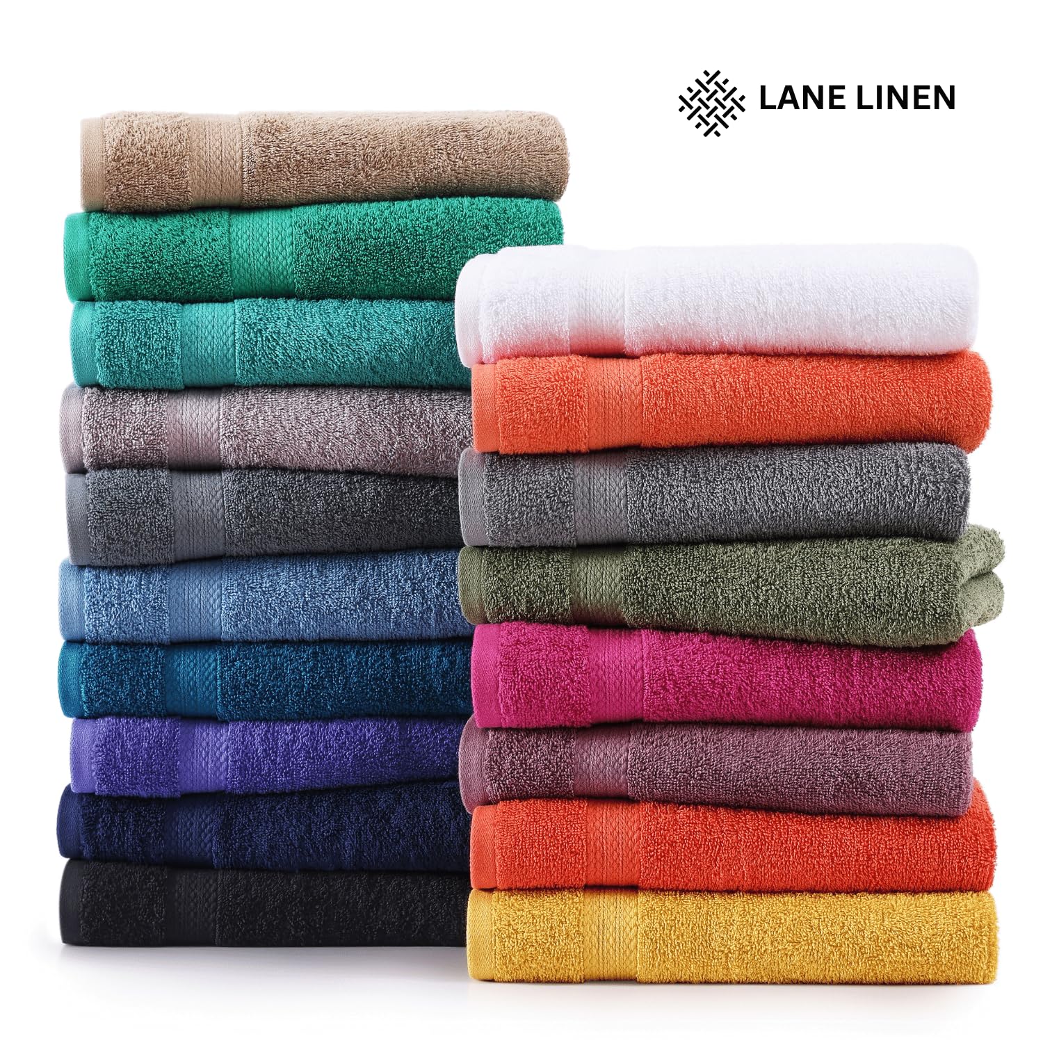 LANE LINEN Bath Towels for Bathroom Set - 100% Cotton Towels Set, 6 Pc Absorbent Towel Sets for Bathroom, Quick Dry Bath Towels Set, 2 Bath Towels for Adults, 2 Hand Towel, 2 Wash Cloths - Platinum