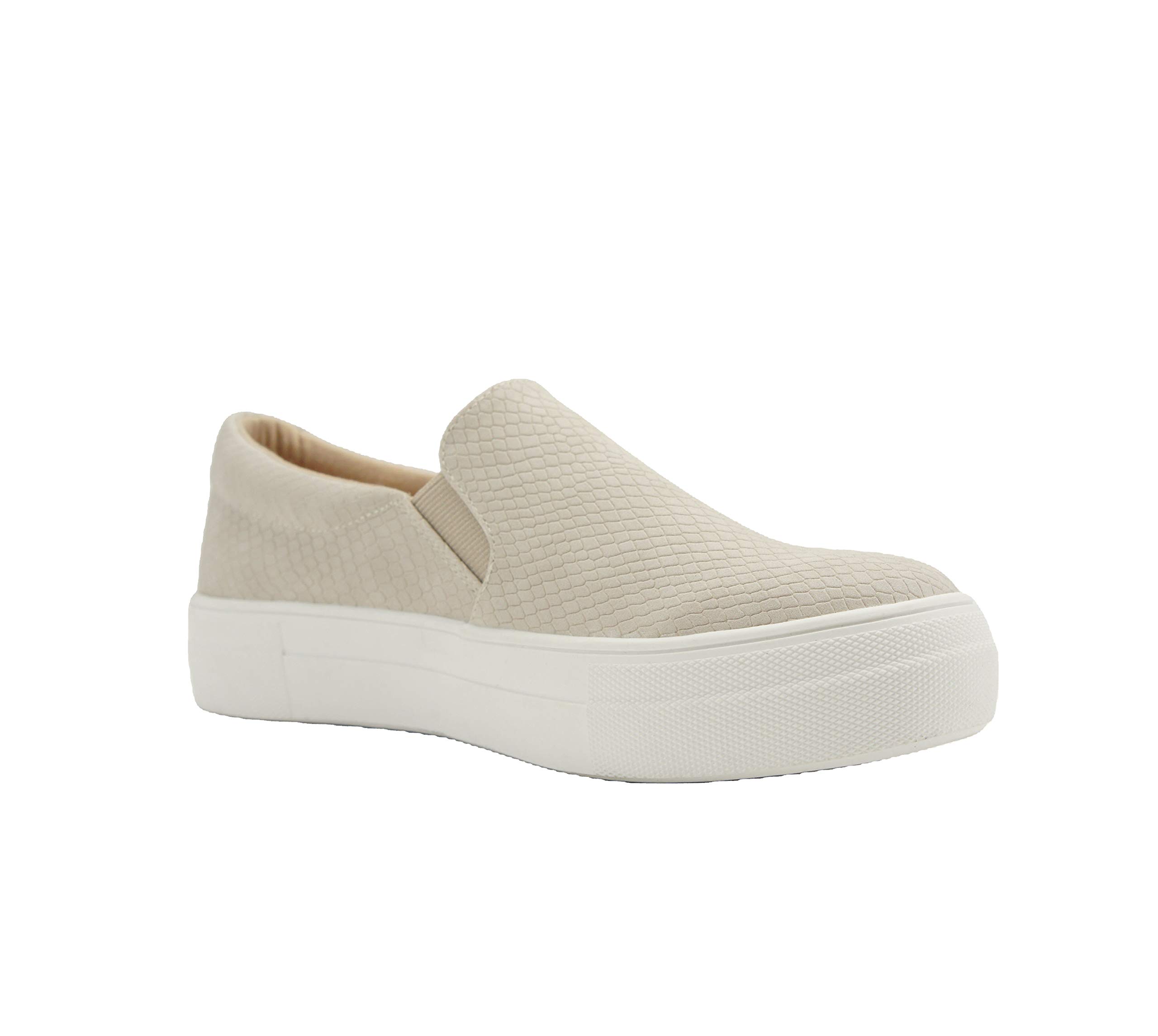 Soda TOPSHOE ave- Hike Platform Slip- On Sneaker w/Cushion Foam (L-Stone Cobra, Numeric_7_Point_5)