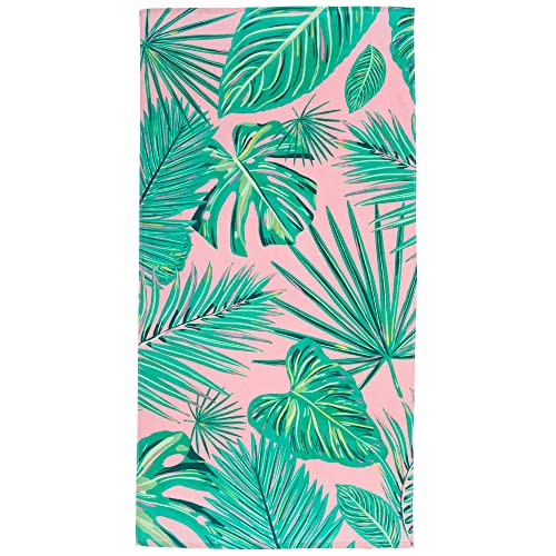 Sun Sprouts 100% Cotton Beach Towel Palm Leaves Pattern for Kids & Toddler. Bath, Pool, Camping, Travel Towel for Boys & Girls. 30β x 60β Quick-Dry & Super Absorbent Beach Blanket