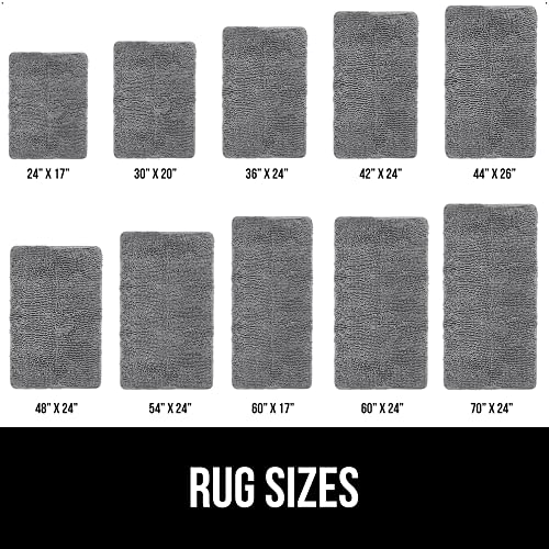 Gorilla Grip Bath Rug 36x24, Thick Soft Absorbent Chenille, Rubber Backing Quick Dry Microfiber Mats, Machine Washable Rugs for Shower Floor, Bathroom Runner Bathmat Accessories Décor, Grey