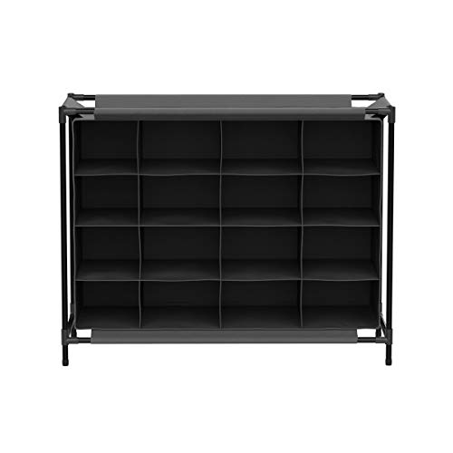 Lavish Home Shoe Organizer - 16 Shoe Cubby Storage Rack for Tennis Shoes, Sneakers, and Heels - Space Saving for Bedroom, Entryway, Closet (Black)
