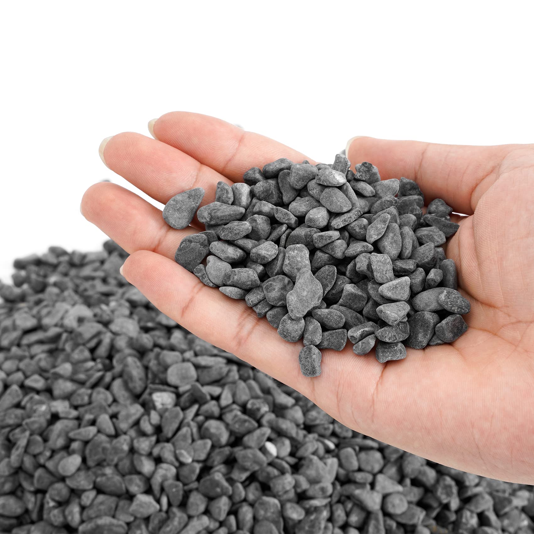 Mr. Fireglass Natural Decorative Gray Bean Pebbles 1/5" Crushed Gravel Stone for Decorating Garden, Succulent Plants and Walkway (2-lb Bag)