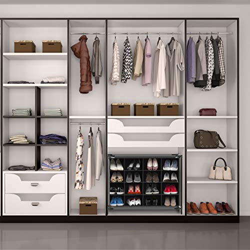 Lavish Home Shoe Organizer - 16 Shoe Cubby Storage Rack for Tennis Shoes, Sneakers, and Heels - Space Saving for Bedroom, Entryway, Closet (Black)