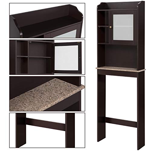 Yaheetech Over The Toilet Cabinet Space-Saving - Bathroom Free-Standing Cabinet w/Adjustable Shelves, 7.5in Dx 23.2in W x 68.9in H