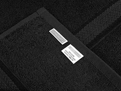 COTTON CRAFT Ultra Soft 12 Pack Wash & Face Cloths 12x12 - Highly Absorbent Bathroom Shower Kitchen Utility Towels - Use Everyday - Easy Care Machine Wash - Premium Ringspun Cotton 580 GSM - Black