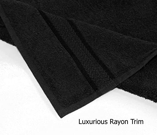 COTTON CRAFT Ultra Soft 12 Pack Wash & Face Cloths 12x12 - Highly Absorbent Bathroom Shower Kitchen Utility Towels - Use Everyday - Easy Care Machine Wash - Premium Ringspun Cotton 580 GSM - Black