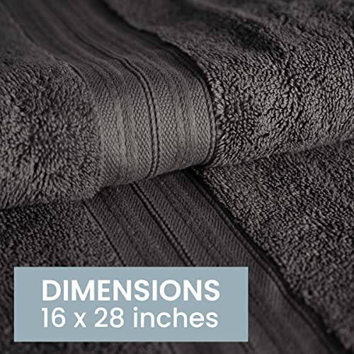 Bennett and Shea 8-Piece Luxury Hand Towels, Odor Resistant, 16 x 28 Premium Anti-Microbial Hand Towels for Bathroom, Highly Absorbent and Quick Dry Bath Towels, Soft Towel Set, Obsidian Charcoal