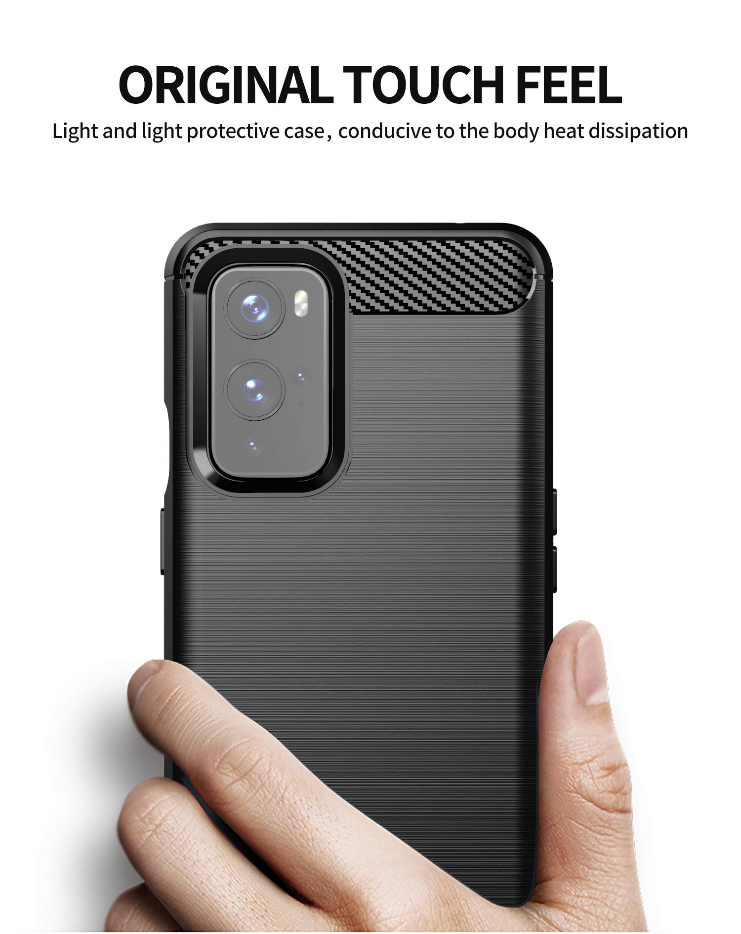 Oneplus 9 case,1+ 9 case with HD Screen Protector,M MAIKEZI Soft TPU Slim Fashion Non-Slip Protective Phone Case Cover for Oneplus 9/1+ 9 (Black Brushed TPU)