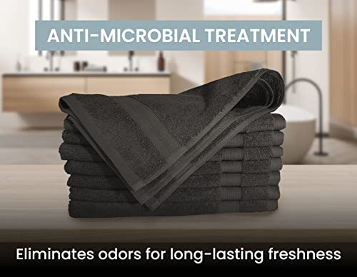 Bennett and Shea 8-Piece Luxury Hand Towels, Odor Resistant, 16 x 28 Premium Anti-Microbial Hand Towels for Bathroom, Highly Absorbent and Quick Dry Bath Towels, Soft Towel Set, Obsidian Charcoal