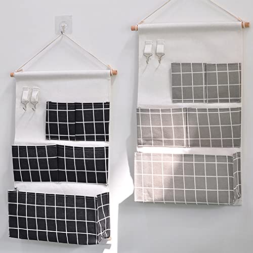 croselyu Home Multifunctional Hanging Bag Dormitory Fabric Hanging Basket Miscellaneous Organizer Bathroom Wall Hanging Bag Behind Door Wall Storage (Black)
