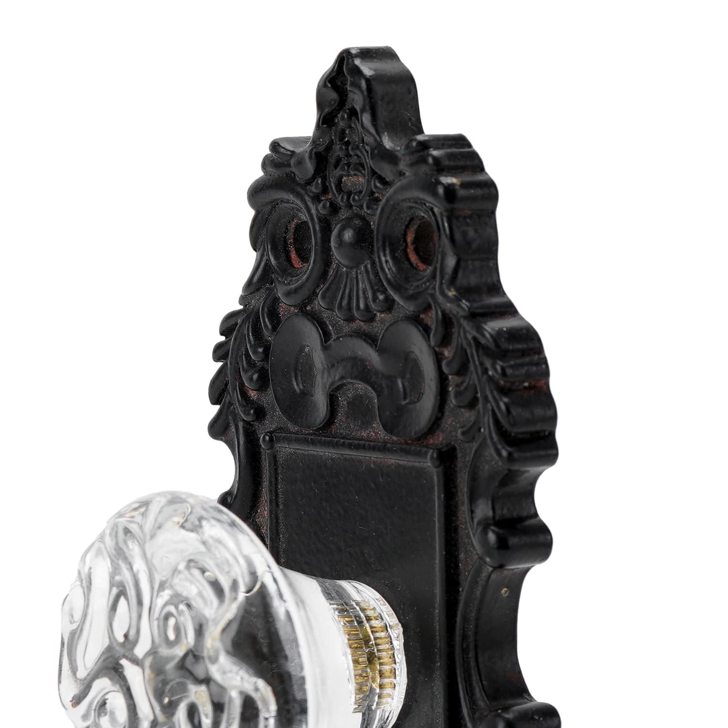 SOFFEE DESIGN 2pcs Vintage Cabinet Pull Drawer Knob, Distressed Closet Handle with Clear Resin Knob, Antique Door Knob with Mounting Screws for Cupboard, Kitchen Furniture - Black