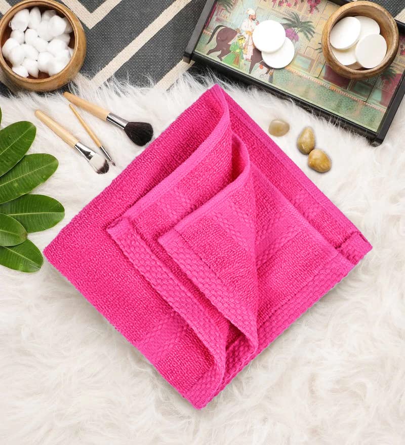 GLAMBURG Ultra Soft 12-Piece Washcloths Set 13x13-100% Ringspun Cotton - Durable & Highly Absorbent Face Towels - Ideal for use in Bathroom, Kitchen, Gym, Spa & General Cleaning - Hot Pink