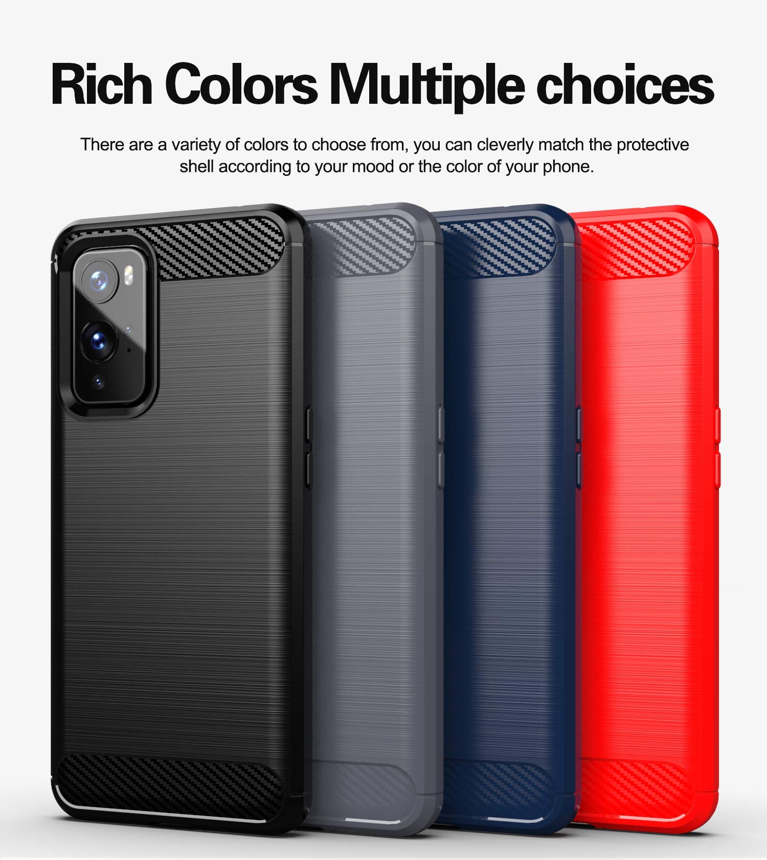Oneplus 9 case,1+ 9 case with HD Screen Protector,M MAIKEZI Soft TPU Slim Fashion Non-Slip Protective Phone Case Cover for Oneplus 9/1+ 9 (Black Brushed TPU)