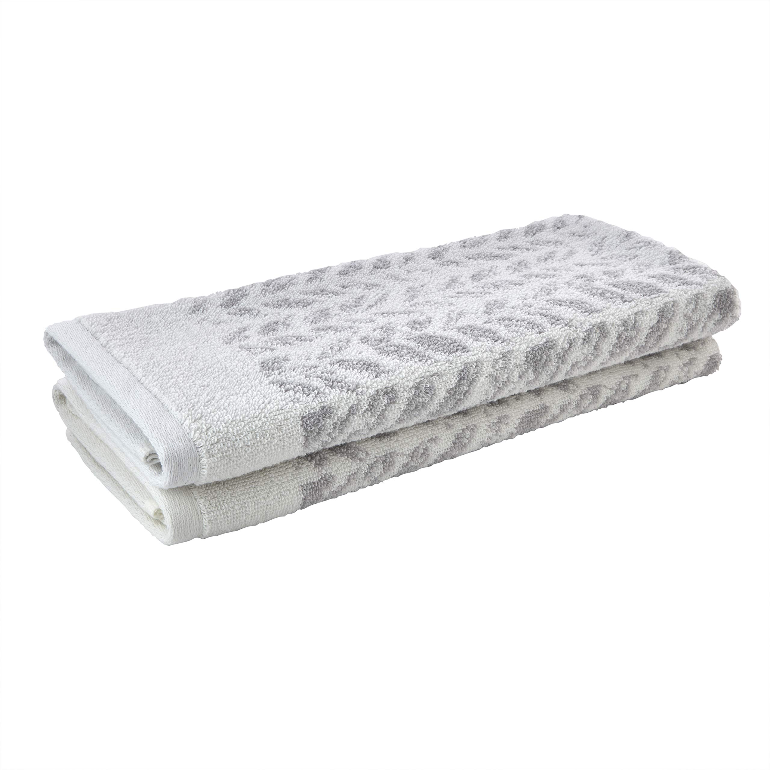 SKL Home by Saturday Knight Ltd. Distressed Leaves Hand Towel,Gray, 16" x 26", 2 Count (Pack of 1)