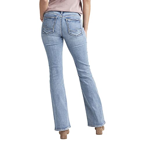 Silver Jeans Co. Women's Suki Mid Rise Curvy Fit Bootcut Jeans, Medium Light Indigo, 31W x 33L