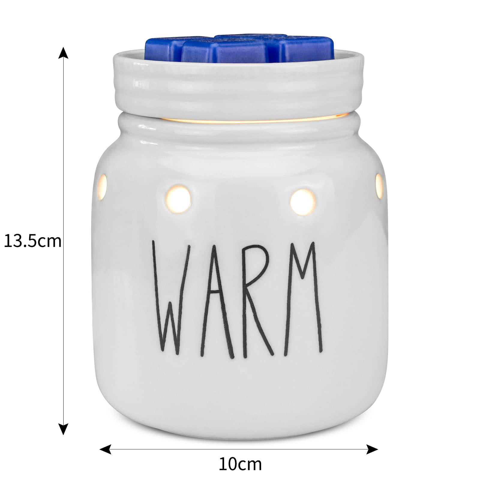 STAR MOON Rae Dunn Wax Warmer Wax Melt Warmer for Rae Dunn Inspired Decor Mason Jar Wax Warmer with Removable Dish, One More Bulb, Home Fragrance Home Decor, Glossy White (Warm)