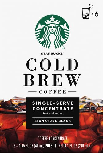 Starbucks Cold Brew Coffee — Signature Black — Single-Serve Concentrate Pods — 1 box (6 capsules)
