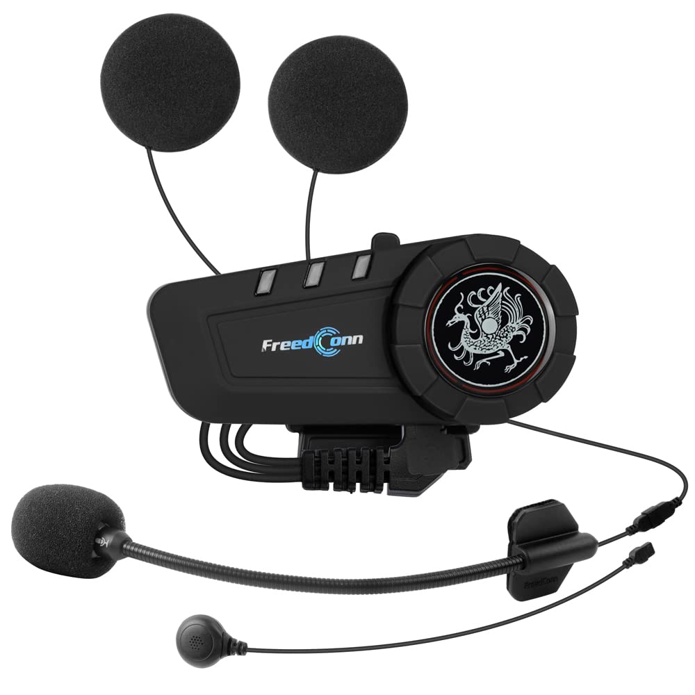 1Storm Motorcycle Full Face Dual Visor Helmet Bundle with Freedconn Spoiler Bundle with Freedconn Motorcycle Bluetooth Headset: HJK316 Matt Black