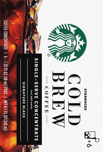 Starbucks Cold Brew Coffee — Signature Black — Single-Serve Concentrate Pods — 1 box (6 capsules)